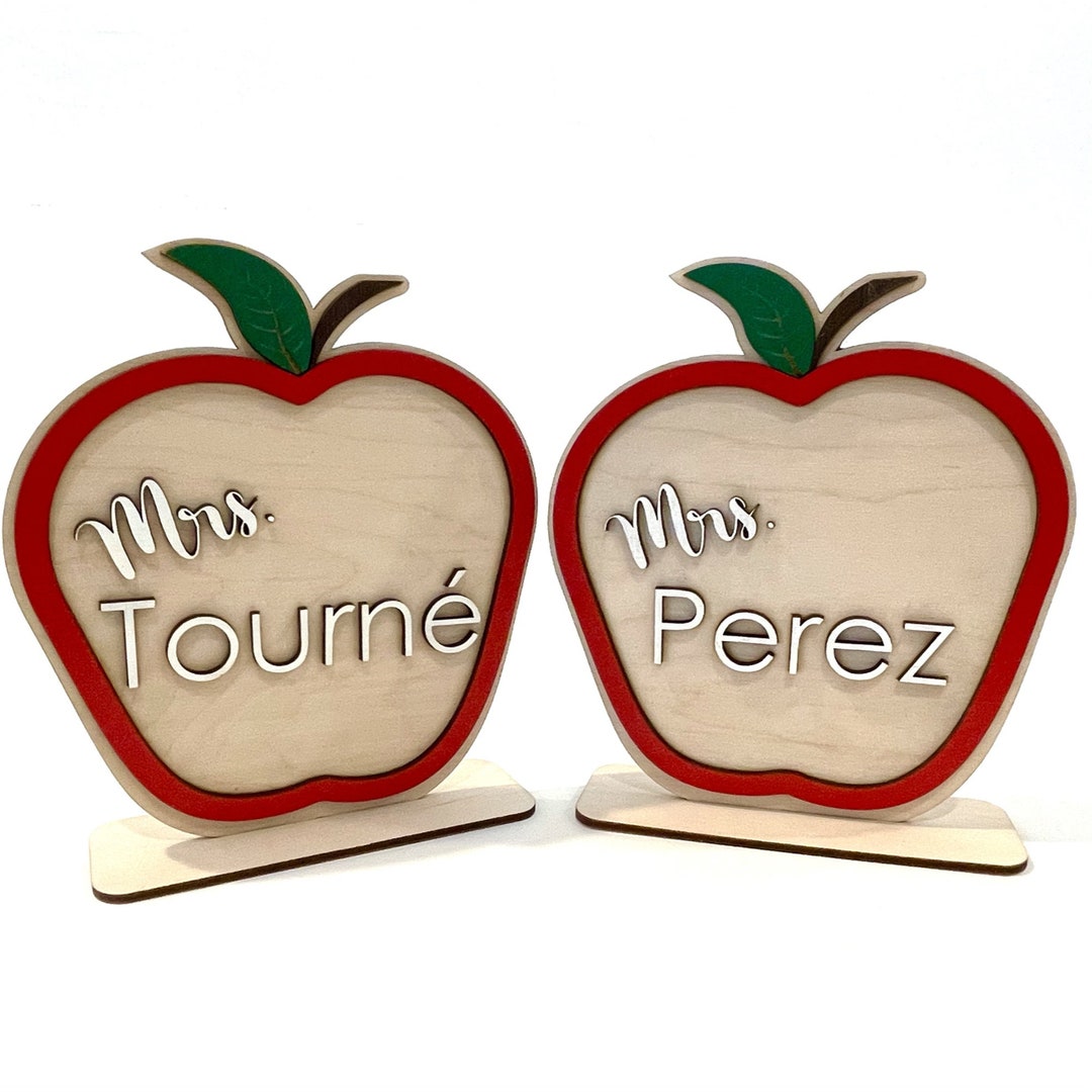 Teacher Apple Teacher Name Desk Name Plate Teacher Gift - Etsy