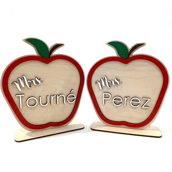 Teacher Apple Teacher Name Desk Name Plate Teacher Gift - Etsy