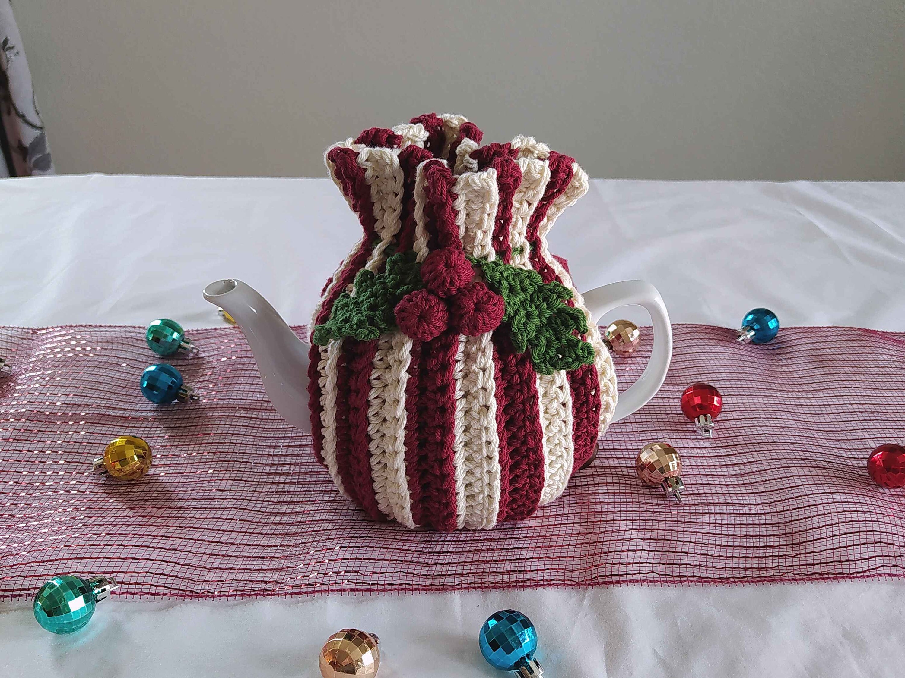 Peppermint Christmas Tea Cozy, for 6 Cup Teapot, Candy Cane Tea Cover ...