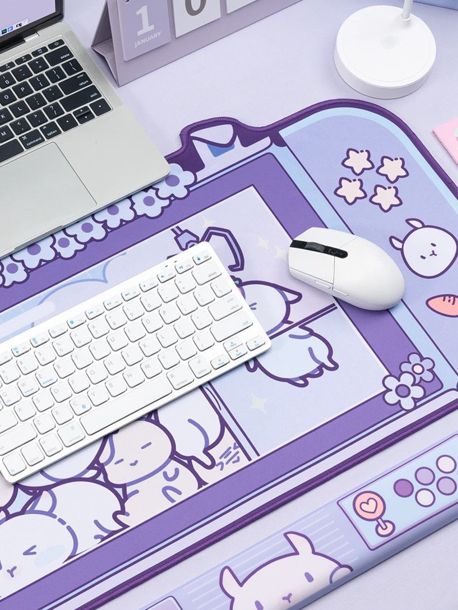 Purple Kawaii Mouse Pad Cute Desk Gaming Mat Soft Large | Etsy