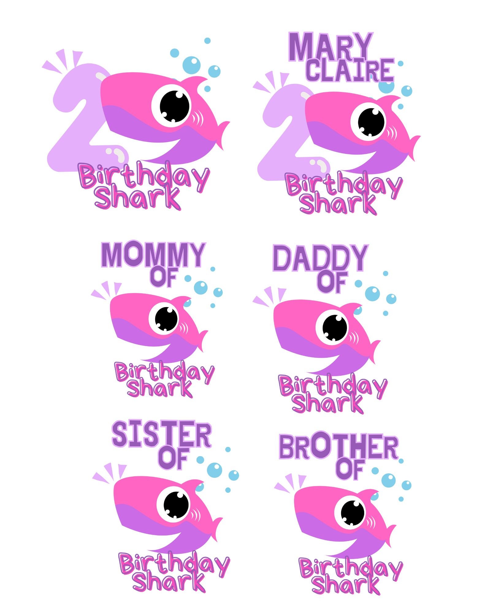 Custom Family Shirts - Baby Shark Themed, 2nd Birthday - Digital File ...
