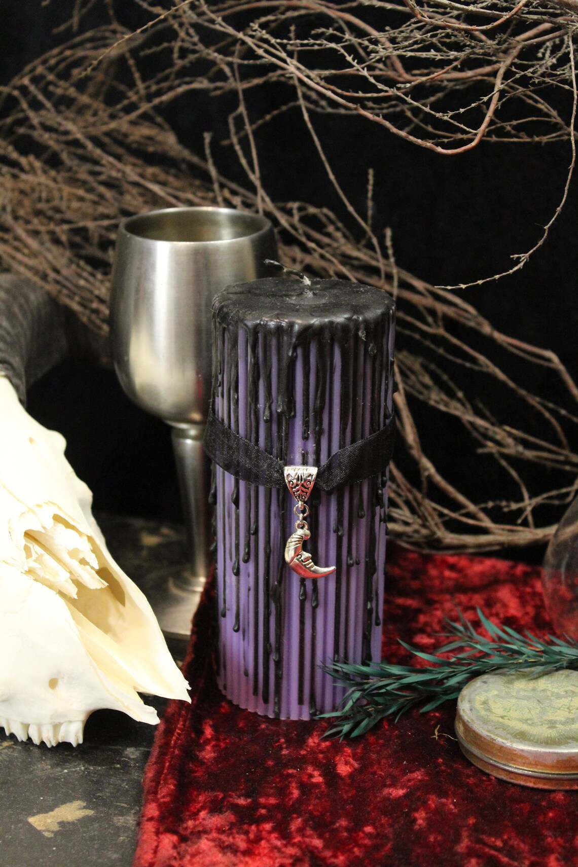 Light purple magic candle. Gothic candle gothic gifts for | Etsy