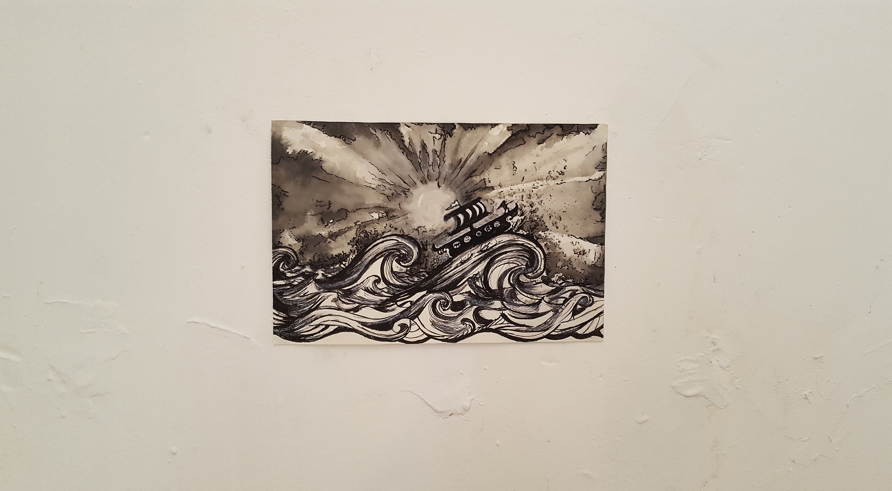 Viking Boat and Ocean Drawing , Print - Etsy