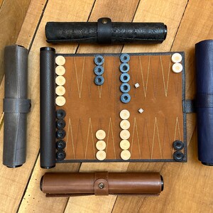 Custom Leather Backgammon Set Rolling Portable Game Leather - Etsy