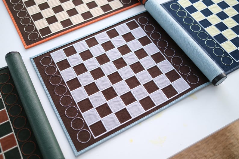 Leather Travel Chess and Checkers Set: Roll up Portable Board Game - Etsy