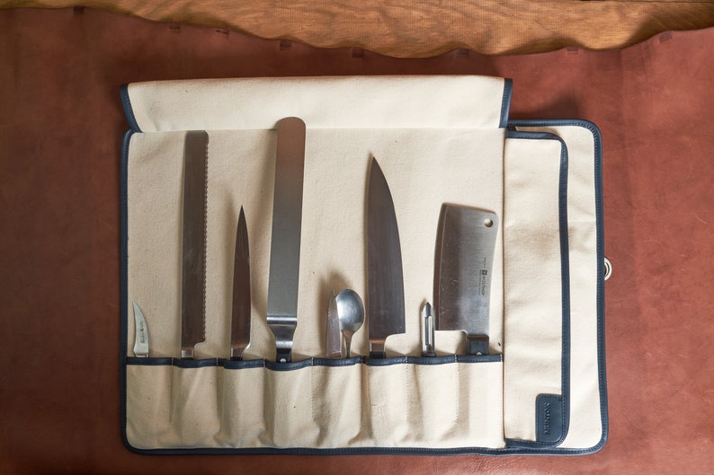 Chef Knife Roll Leather Travel Knife Bag of 8 Pocket Knife - Etsy