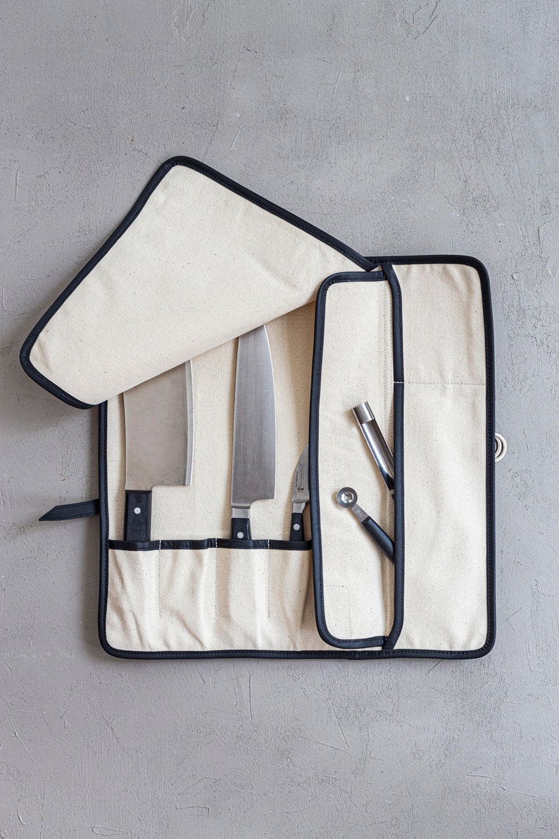 Chef Knife Roll, Leather Travel Knife Bag of 2/5/8 Pocket, Knife Case ...