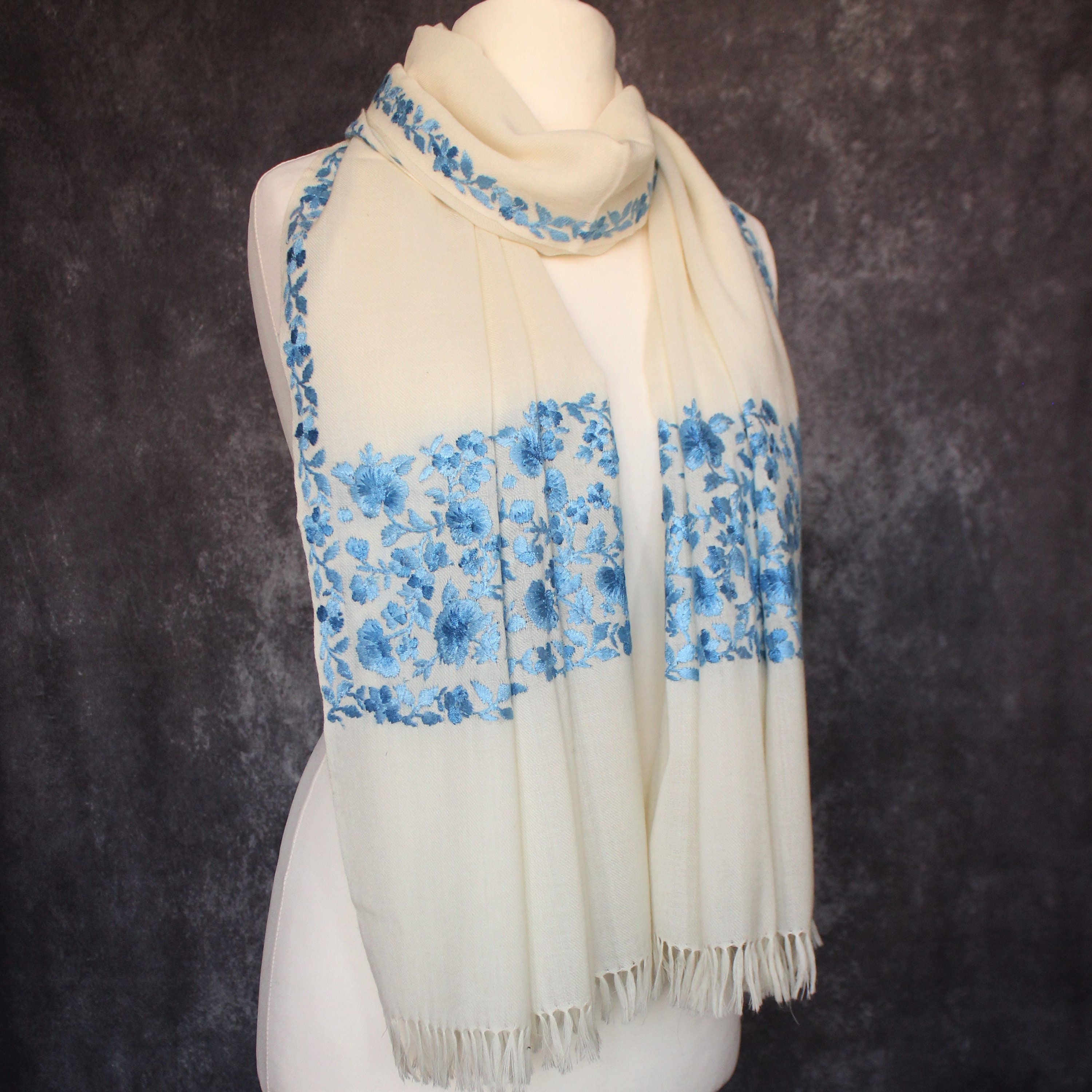 White Embroidered Scarf Embroidered Scarf for Women White Shawl for Wedding White Wool Scarf Wool Scarf Women Mothers Day Gift. Etsy