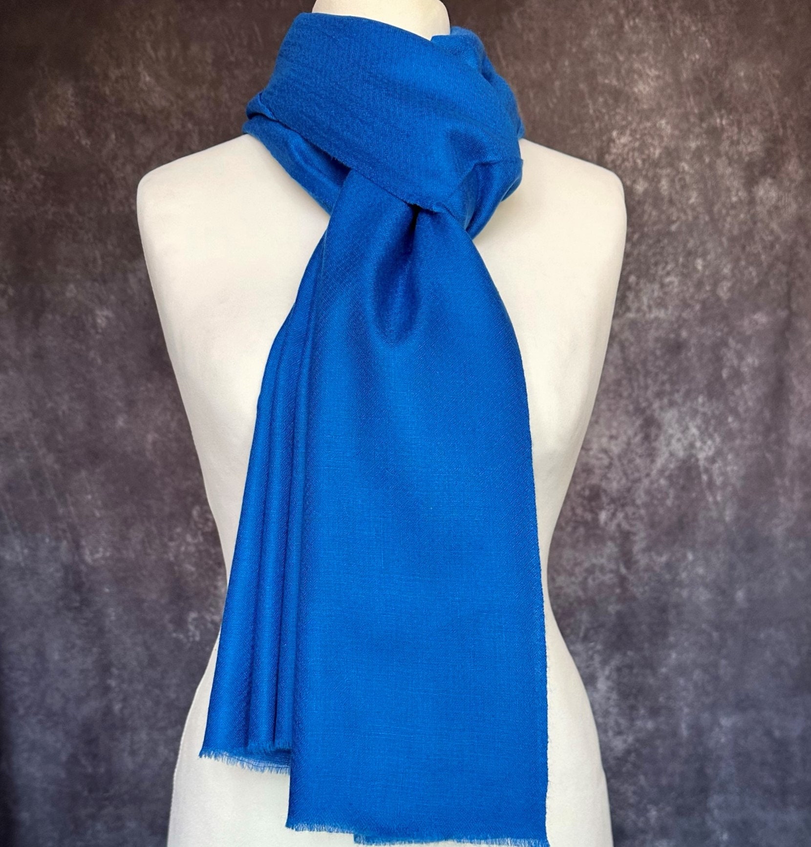 Pure Cashmere Scarf, Cobalt Blue Scarf, Cobalt Blue Pashmina, Handwoven ...