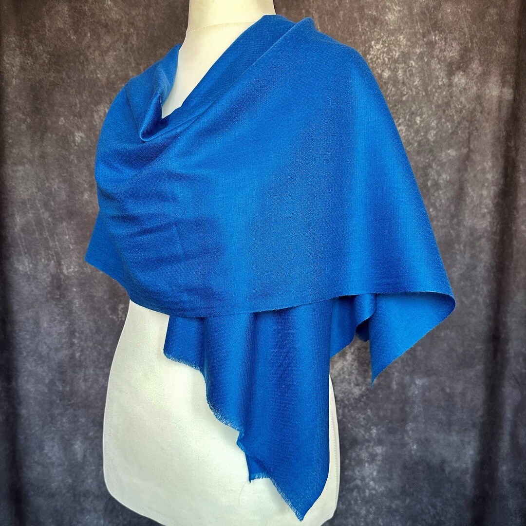 Pure Cashmere Scarf, Cobalt Blue Scarf, Cobalt Blue Pashmina, Handwoven ...