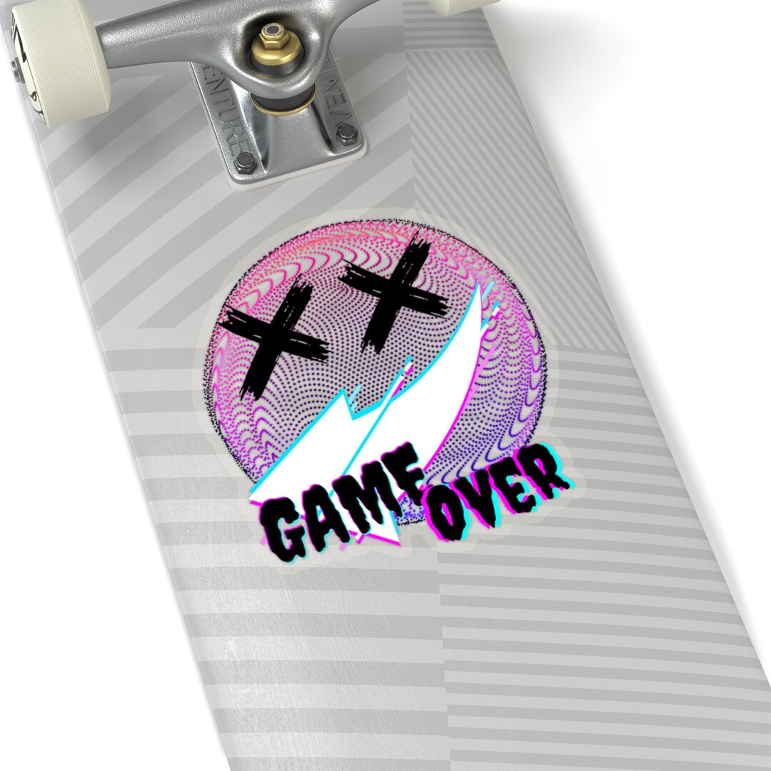 Game Over Kiss Cut Sticker | Badass Sticker | Smiley Face Glitch Kiss ...