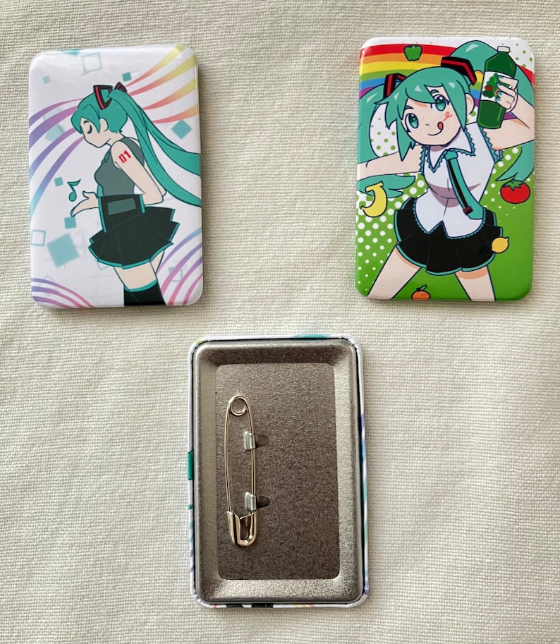 Miku Rectangular Button Pin - Etsy