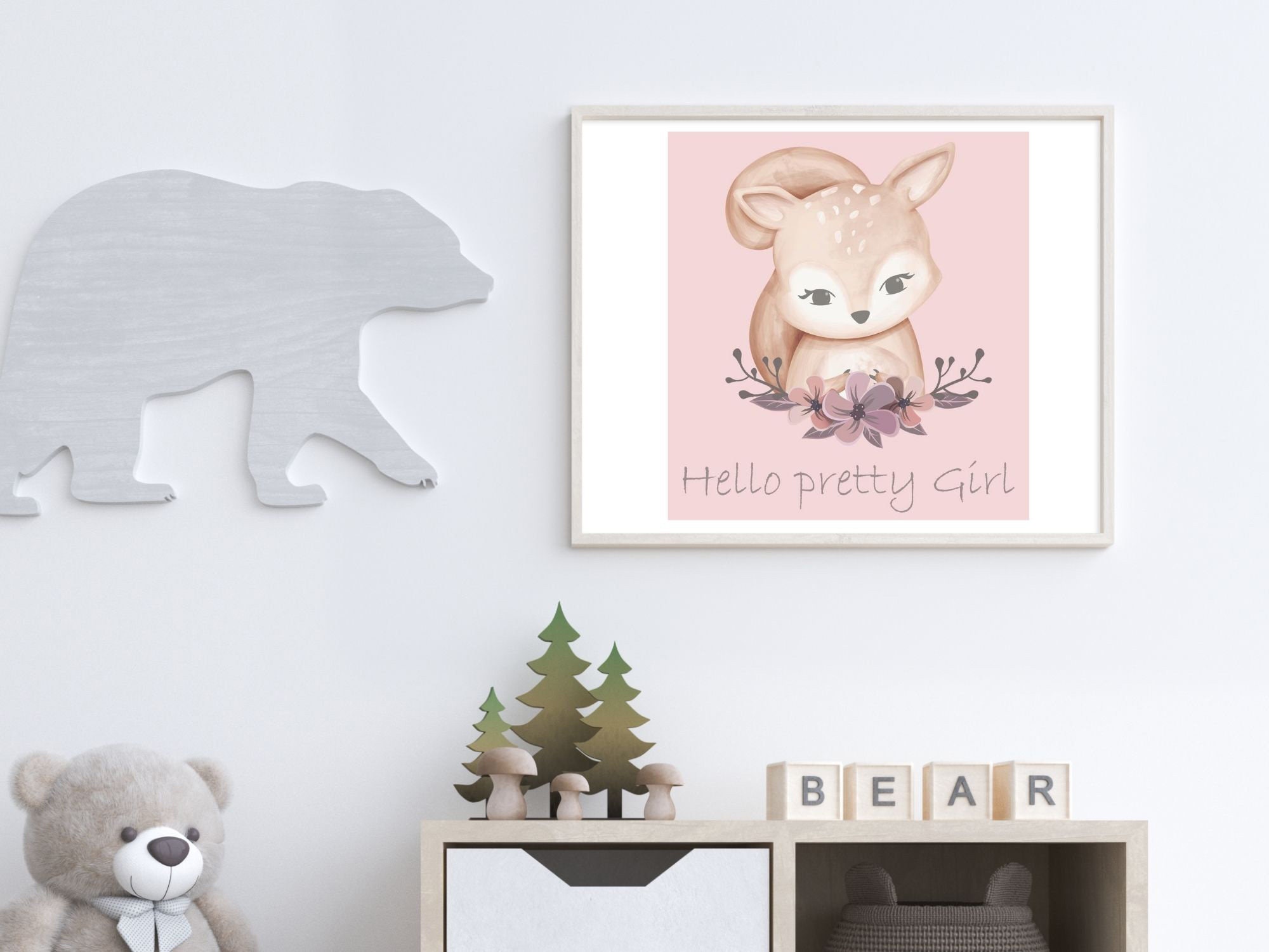 Hello Pretty Girl jungle Theme Nursery Wall Art safari Fox - Etsy