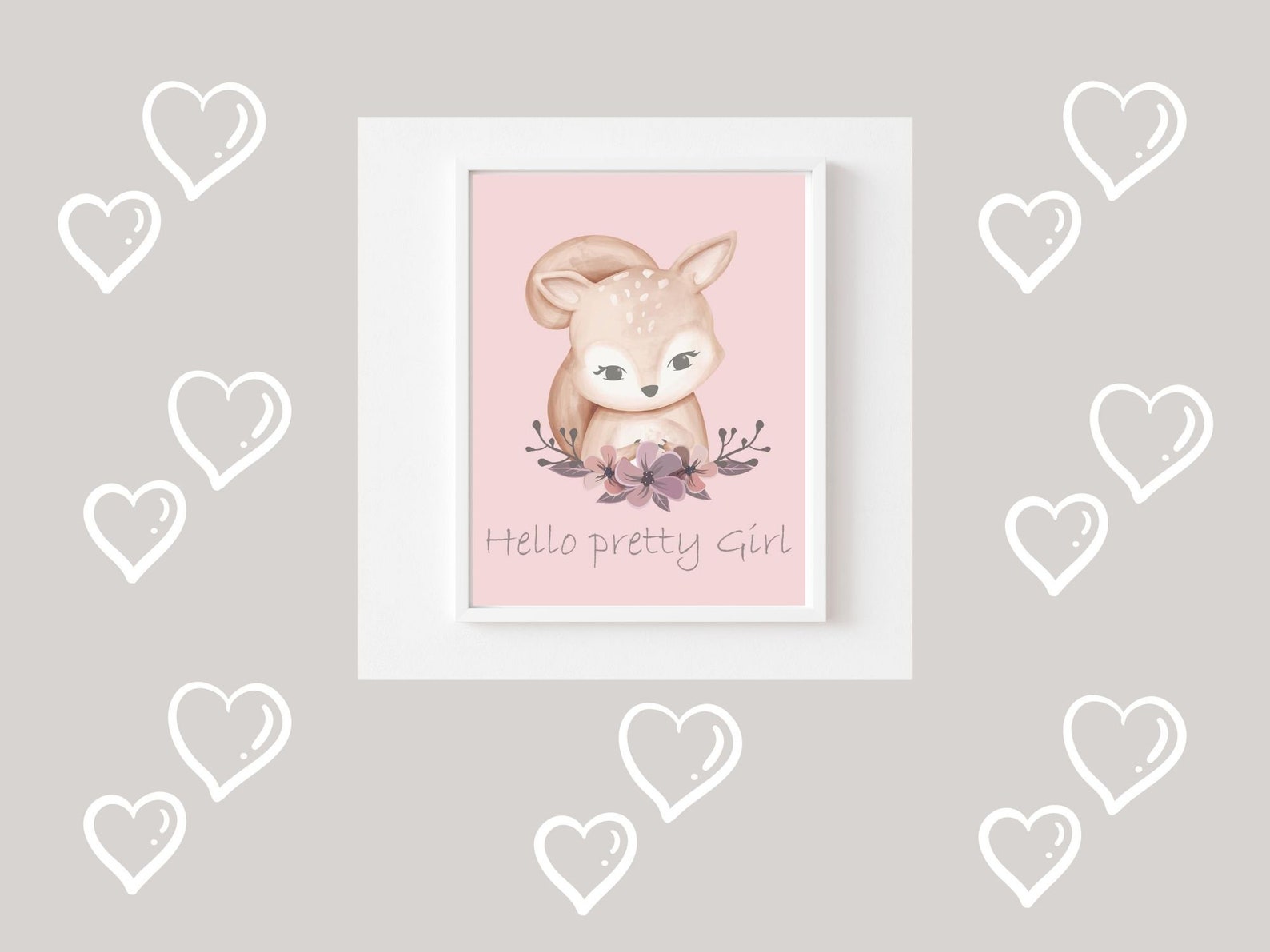 Hello Pretty Girl jungle Theme Nursery Wall Art safari Fox - Etsy