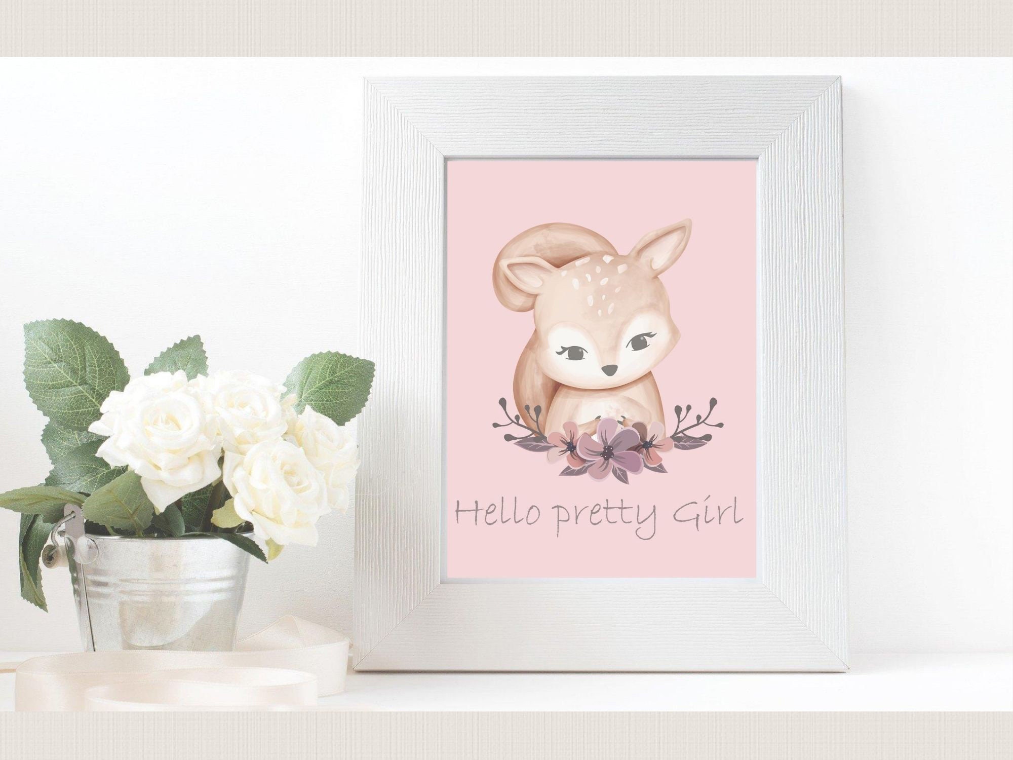 Hello Pretty Girl jungle Theme Nursery Wall Art safari Fox - Etsy