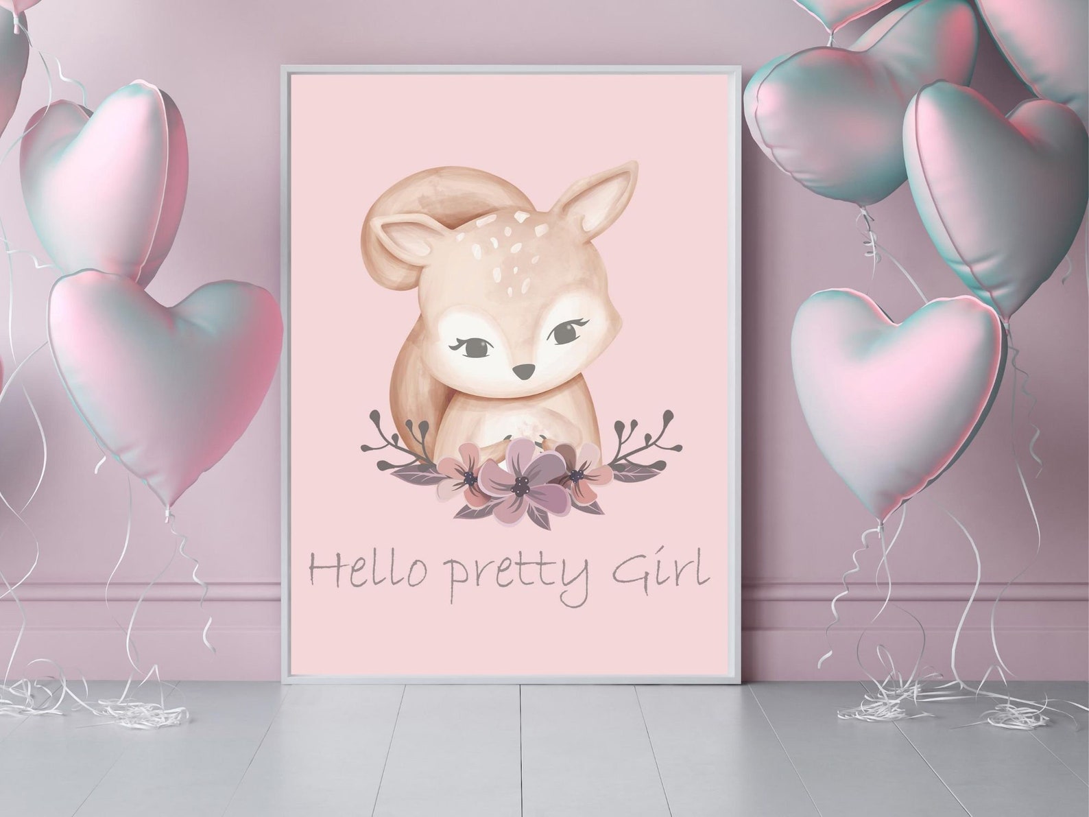 Hello Pretty Girl jungle Theme Nursery Wall Art safari Fox - Etsy