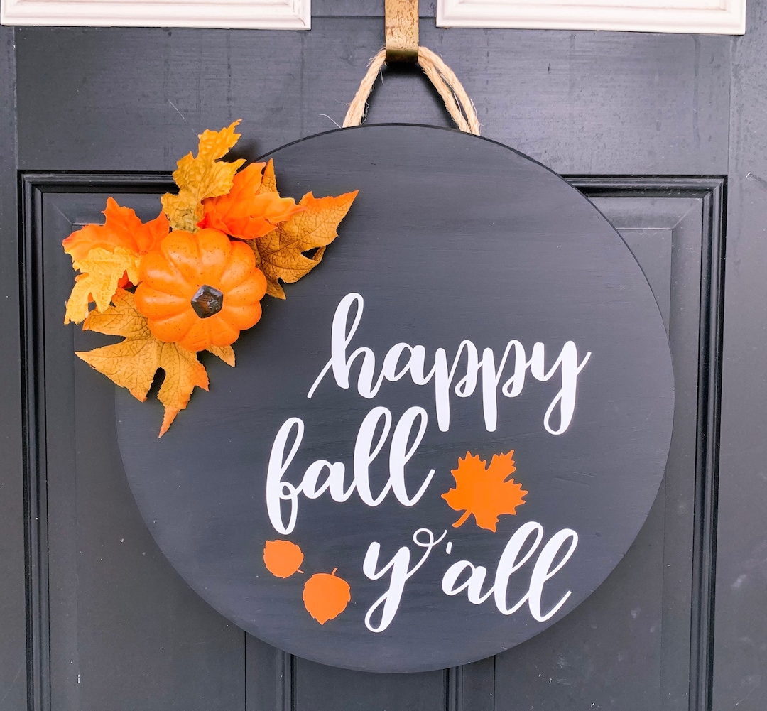 Happy Fall Y’all Door Hanger | Fall Door Hanger | Door Decor - Etsy