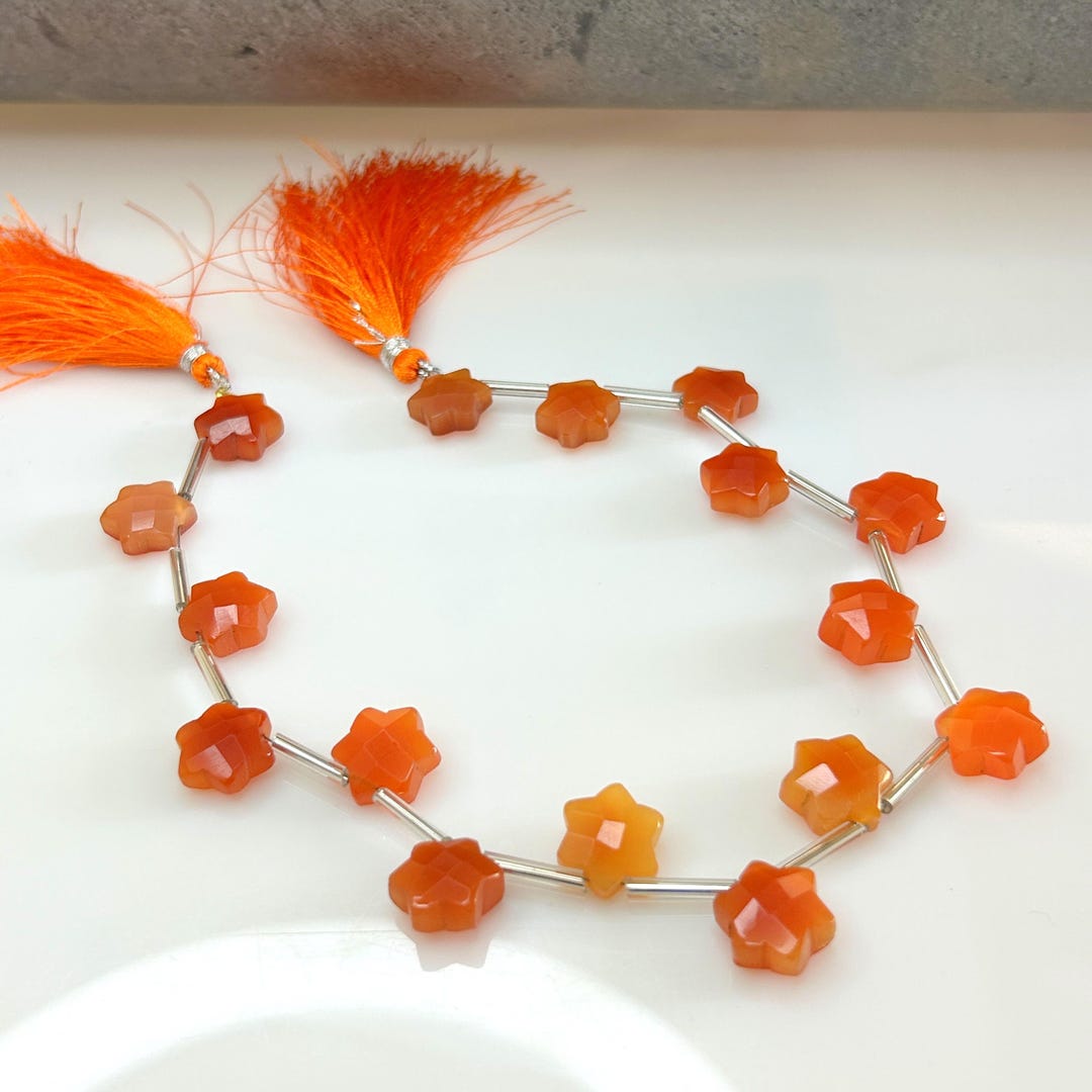 Carnelian Star Beads | Natural Gemstone Stars | Carved Carnelian Star ...