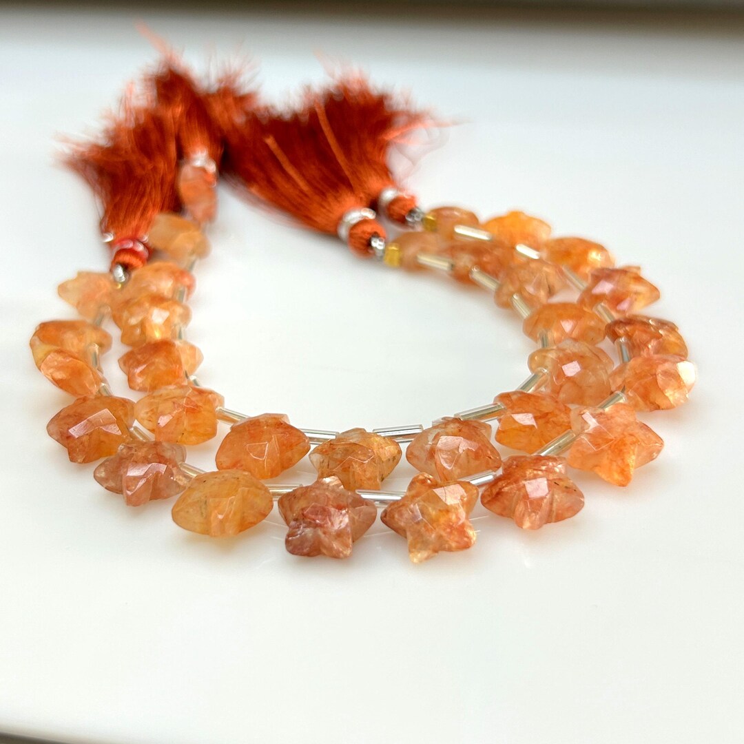 Sunstone Star Beads | Natural Gemstone Stars | Carved Sunstone Star ...