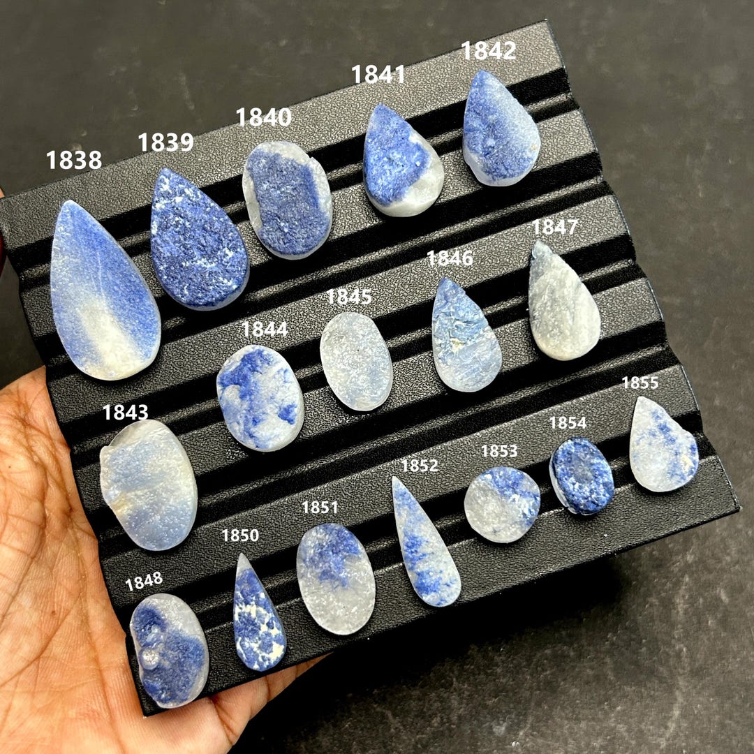 Raw Blue Dumortierite in Clear Quartz Hand Cut Druzy , Natural Crystal ...