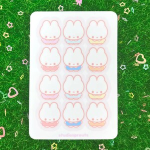 White Bunny Chibi Sticker Sheet Vinyl Handmade - Etsy