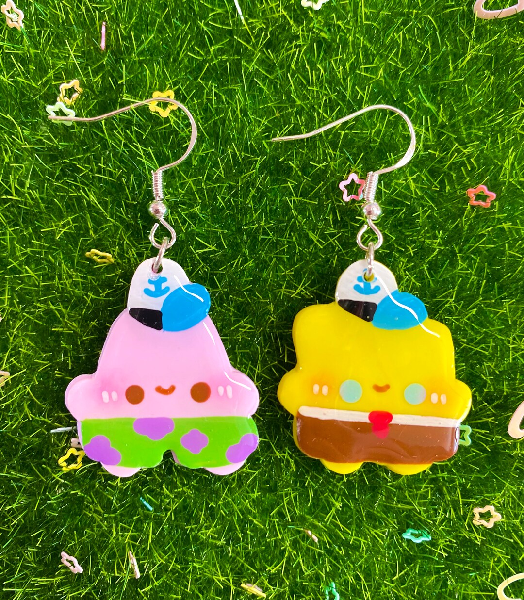 Spongebob & Patrick Kawaii Duo Handmade Earrings - Etsy