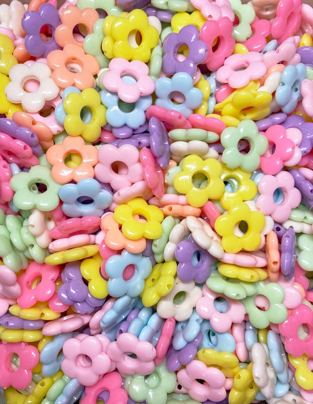 Pastel Acrylic Flower Beads Colorful 18mm - Etsy