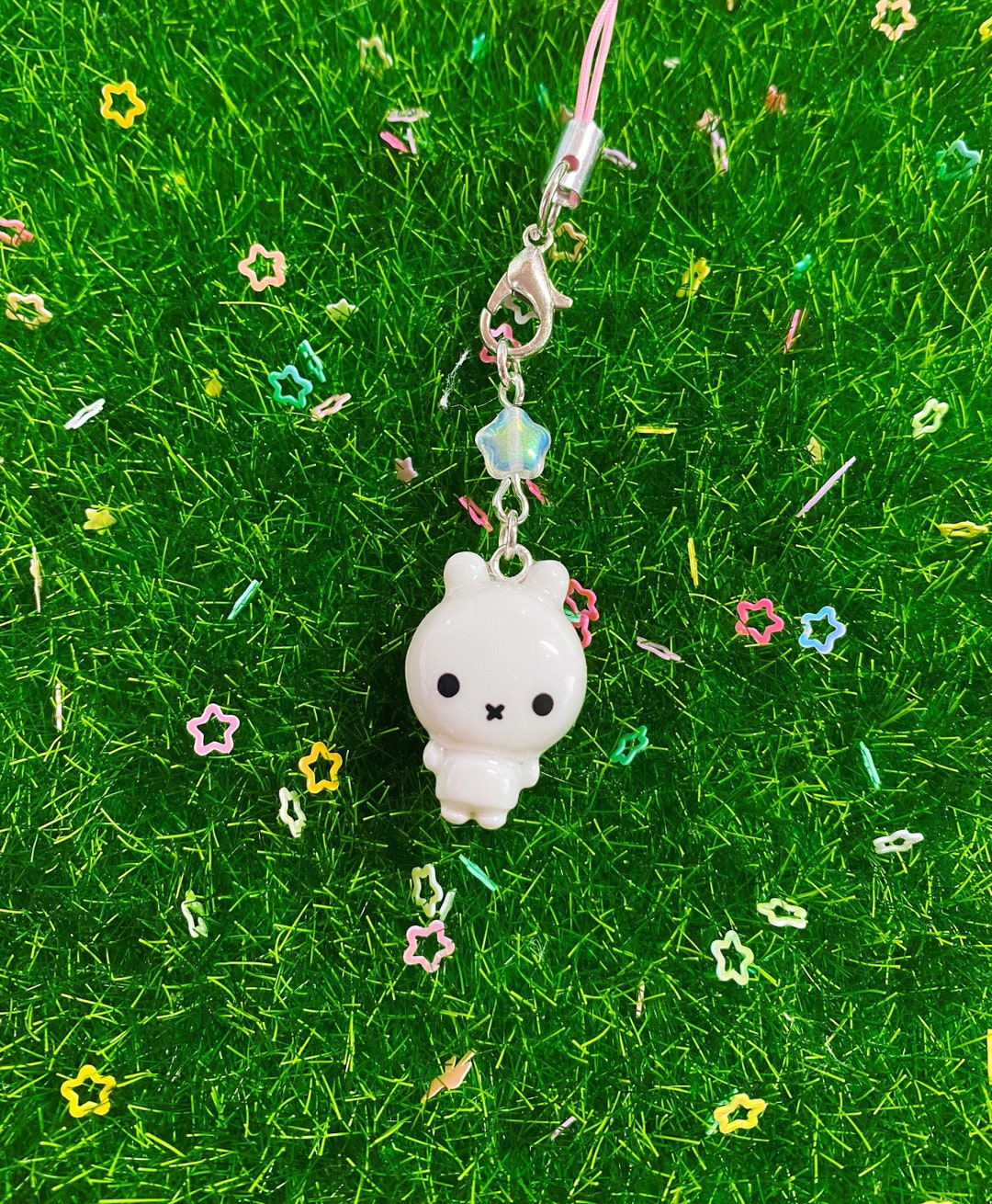 White Bunny Chibi Character Clay Phone Charm Handmade - Etsy