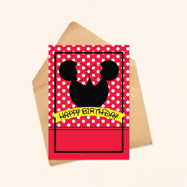 Printable Mickey Mouse Happy Birthday Card - Etsy