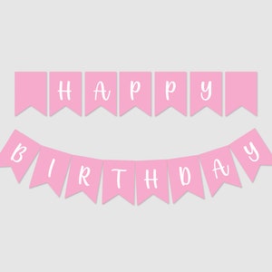 Minimal Pink Birthday Party Flags Banner | Bunting Flags - Printable ...