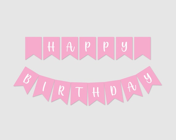Minimal Pink Birthday Party Flags Banner Bunting Flags - Etsy