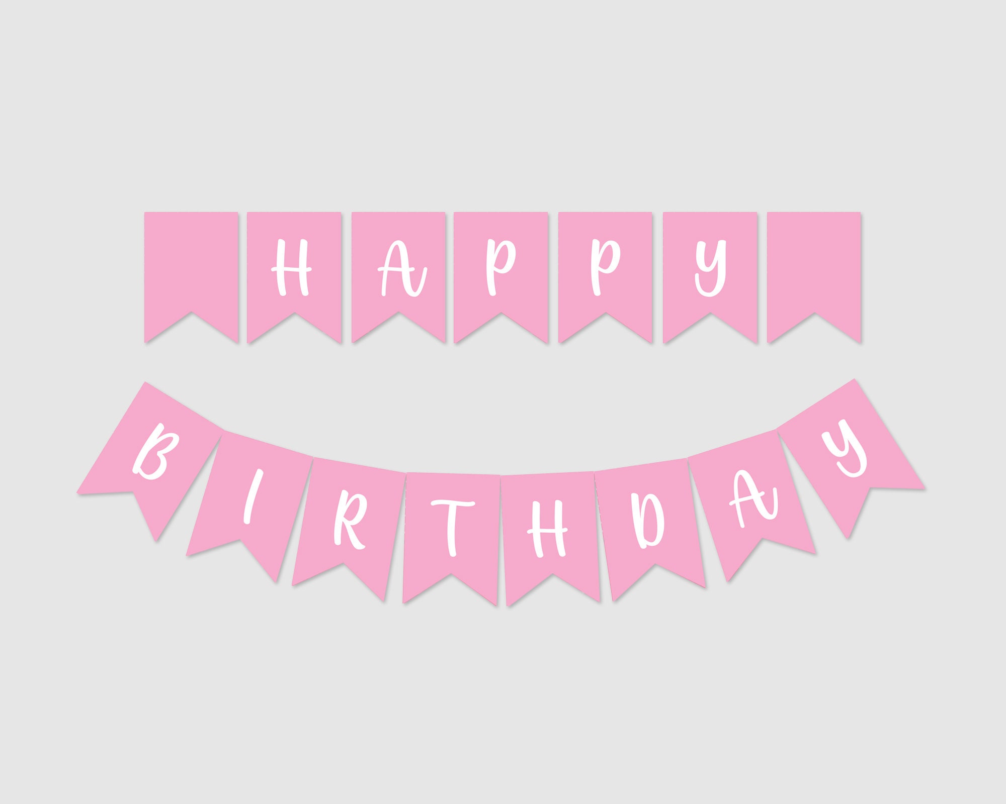 Minimal Pink Birthday Party Flags Banner | Bunting Flags - Printable ...