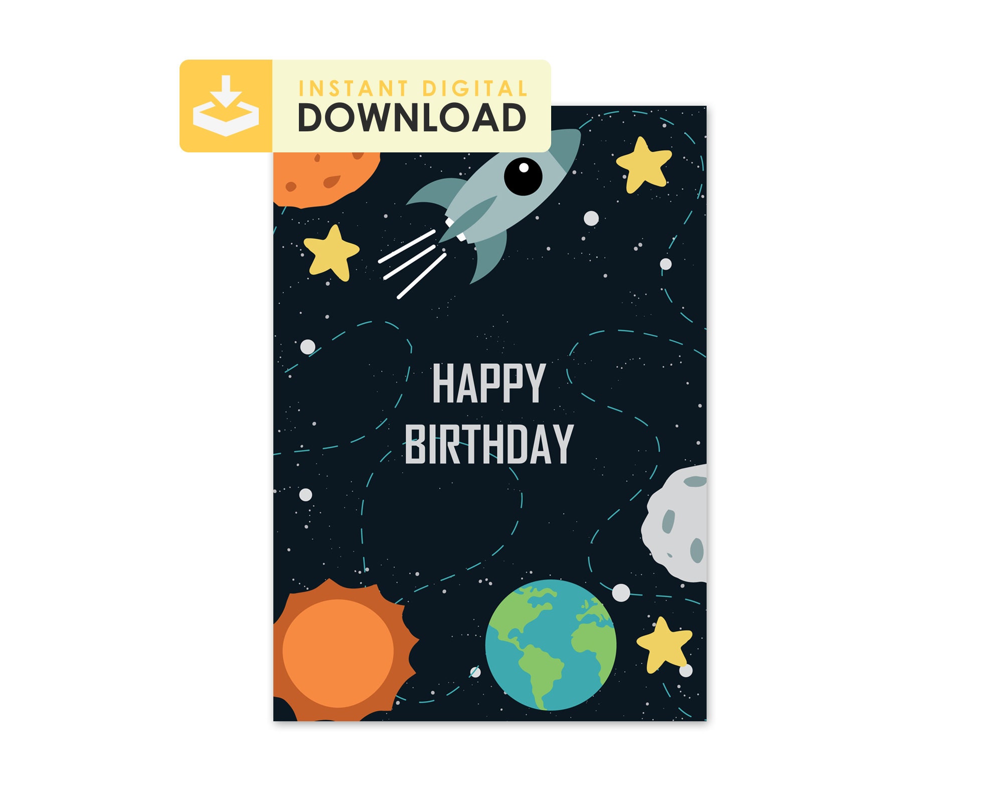 Outer Space Themed Birthday Card and FREE Envelope Template - Printable ...