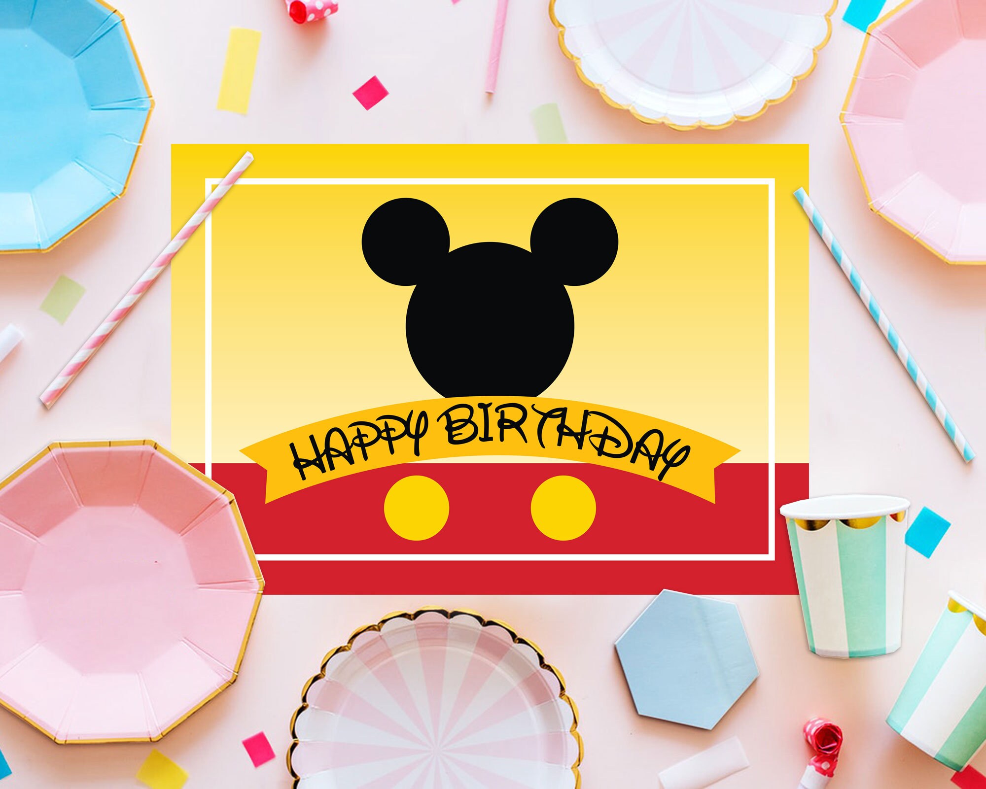 Disney Inspired Party Decoration Bundle - Placemats, Signs, Labels ...