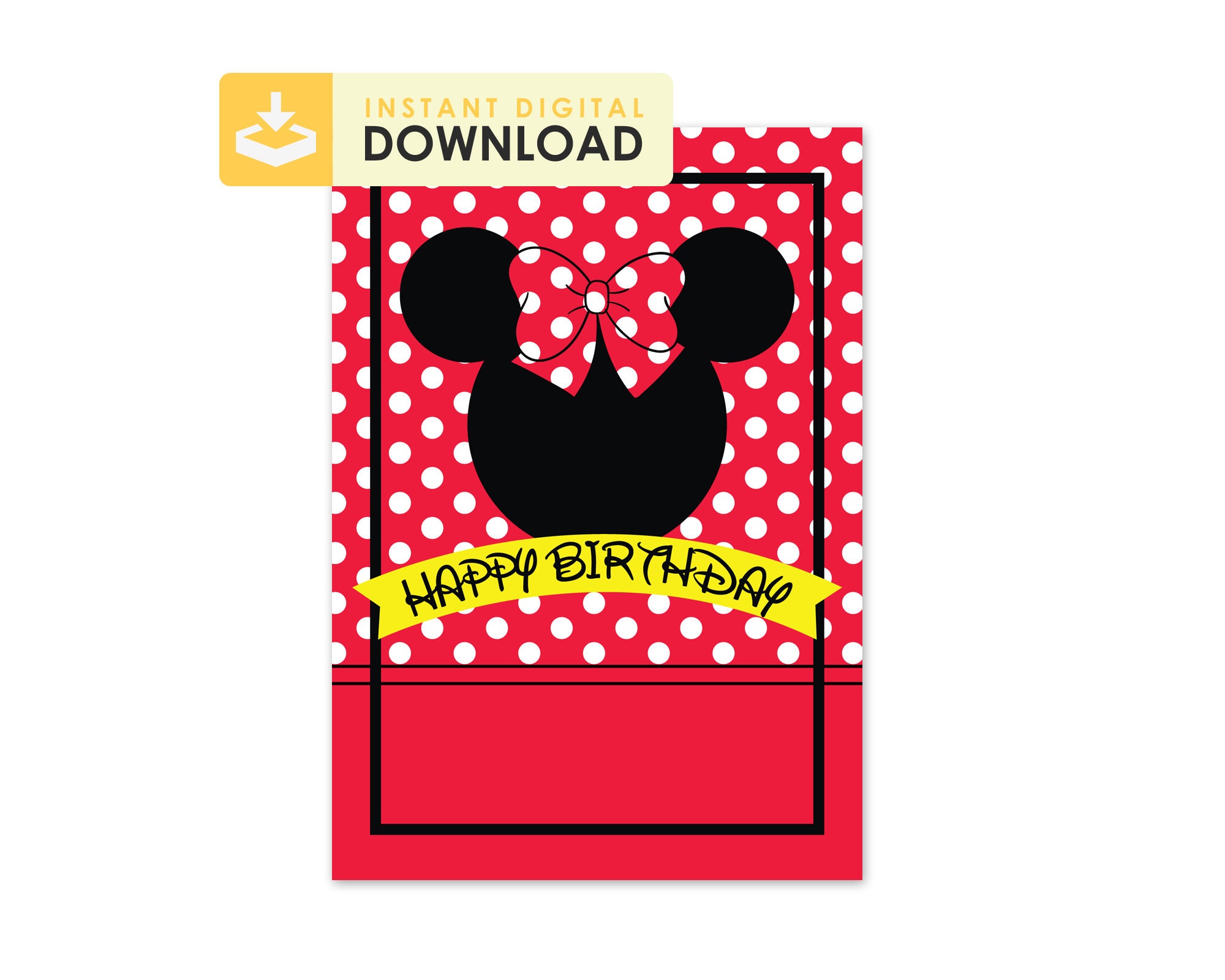 Minimal Mouse Happy Birthday Card With FREE Envelope Template ...