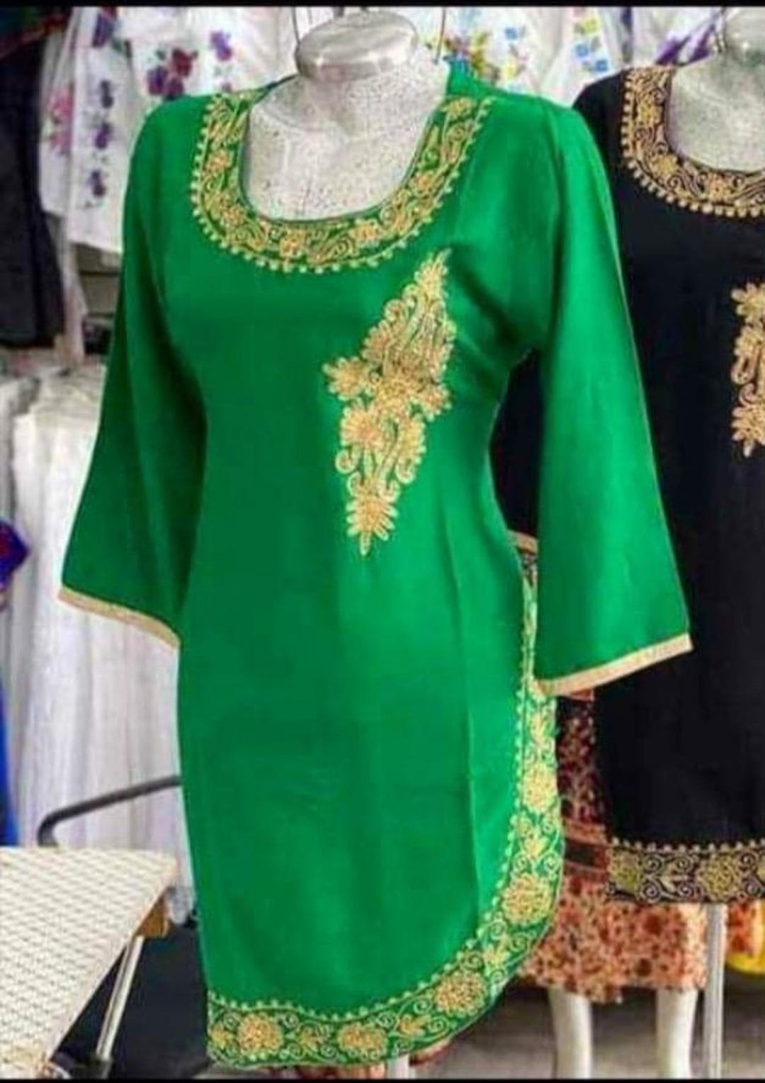 Beautiful Long Blouses With Gold Decals, Gold Applications on Long Beautiful Tunic Blouse - Etsy