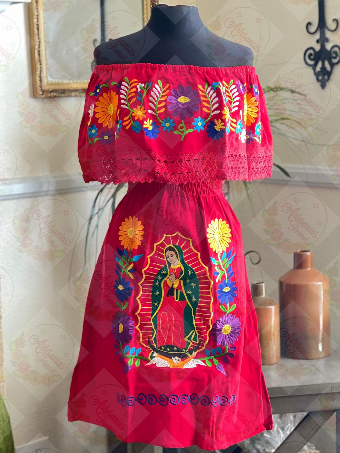Vestido Virgen Maria Campesino Bordado Hermoso, Vestido Campesino ...