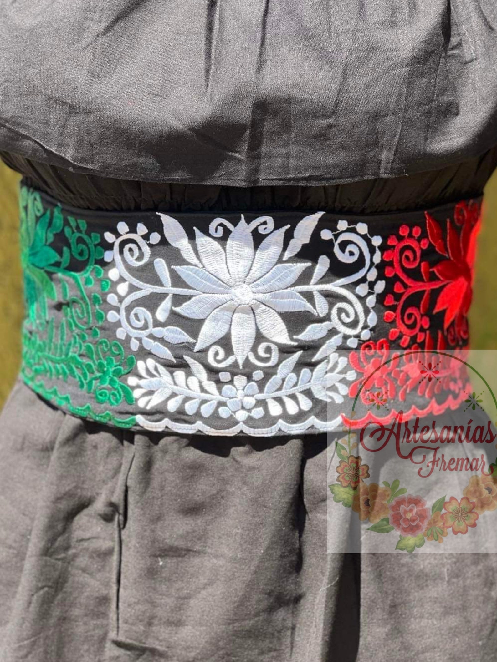 Fajo Tri-color Bordado De Flores. Fajo Con Colores De Bandera. - Etsy