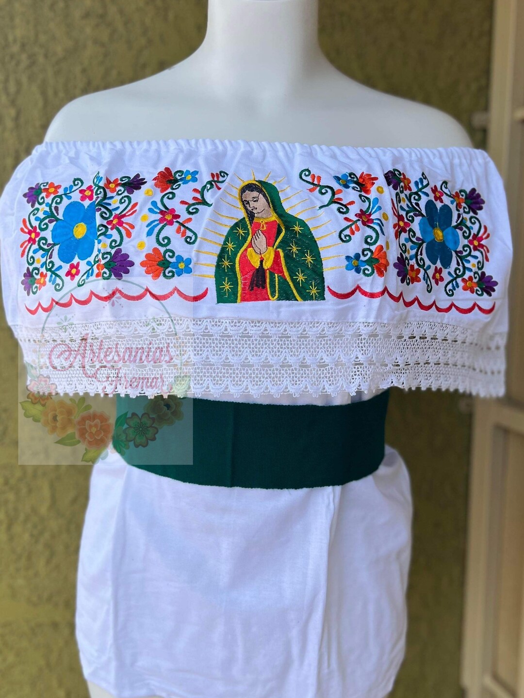 BLUSA VIRGEN De GUADALUPE Hermosa Campesina Bordados Hermosos, Bordados De Flores En Blusa ...