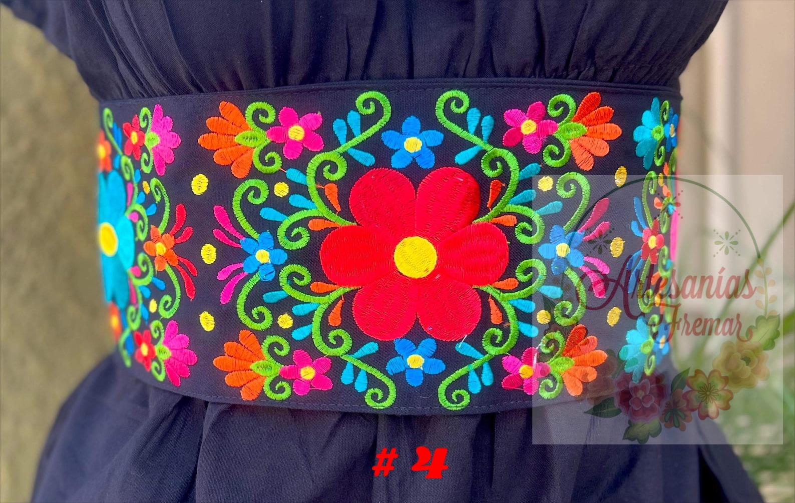Fajo Jardín Bordado De Flores Multicolor. Fajo Con Amarraderos De ...