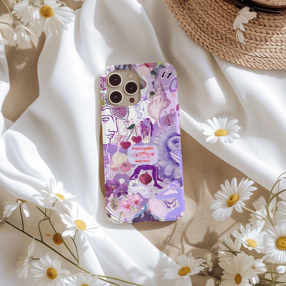 Purple Girly Coastal Coquette Collage Phone Case, Cute Preppy Aesthetic ...