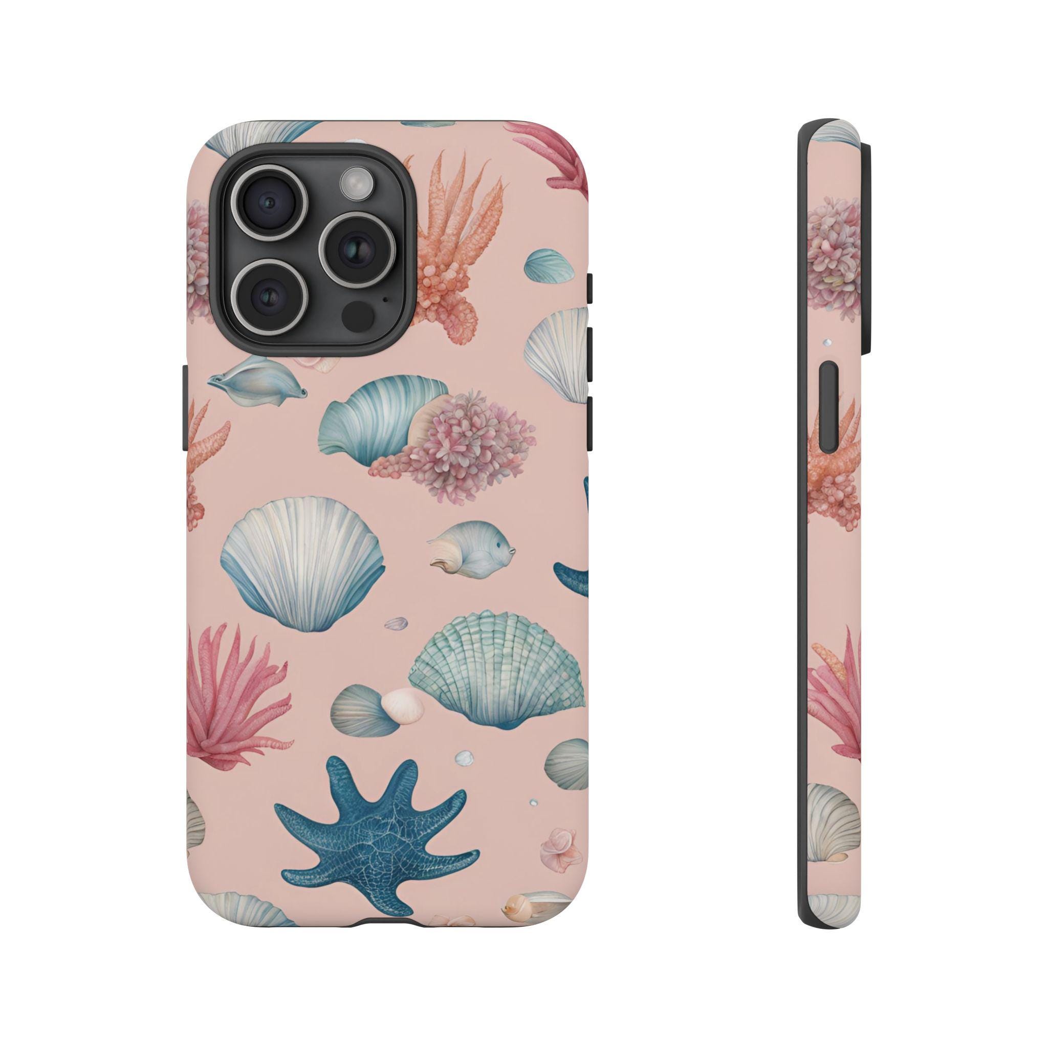 Preppy Ocean Beachy Coconut Girl Collage Phone Case, Tropical Seashell ...