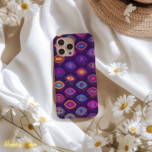 Evil Eye Phone Case, Greek Evil Eye, Purple Aesthetic Phone Case ...