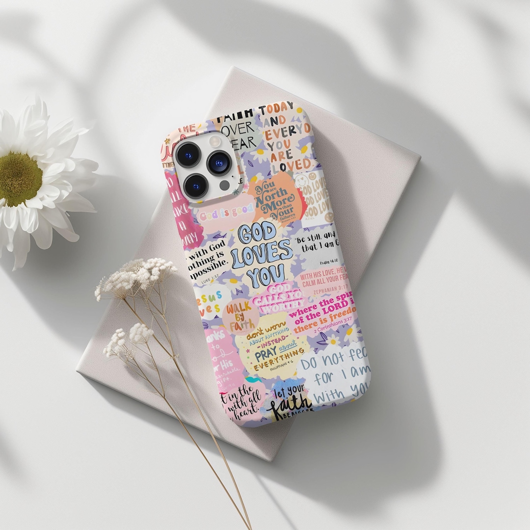 Christian Phone Case, Cute Jesus Bible Verse Cover for iPhone 16, 15 ...