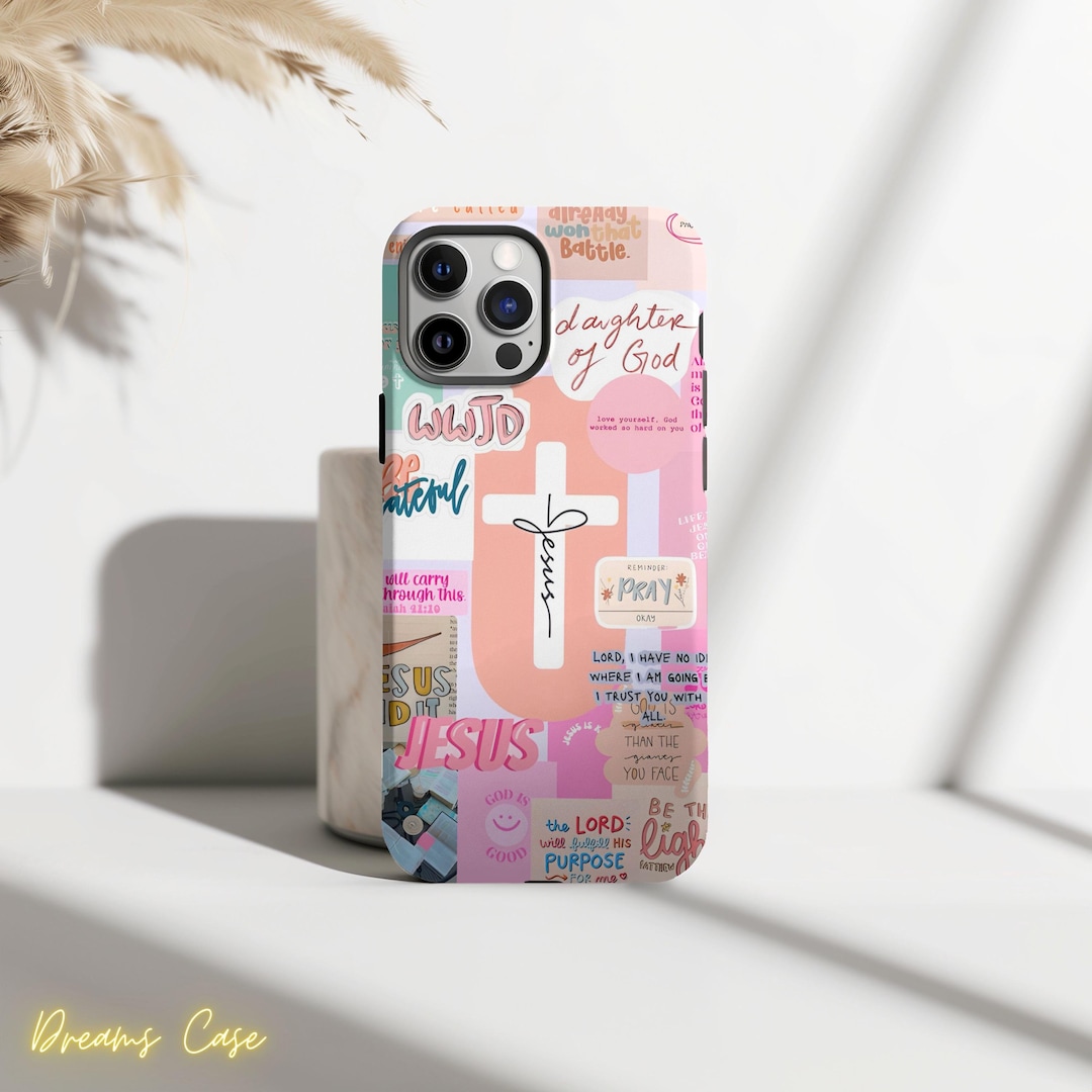 Pastel Christian Collage Phone Case, Cute Jesus Phone Case, Religious ...