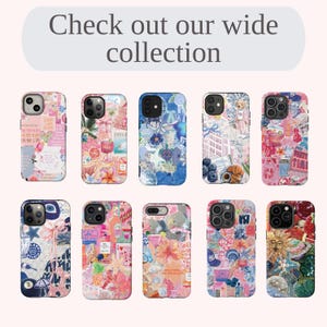 Wavy Blue & White Collage Phone Case, Contemporary Abstract Design ...