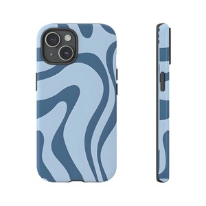 Wavy Blue & White Collage Phone Case, Contemporary Abstract Design ...