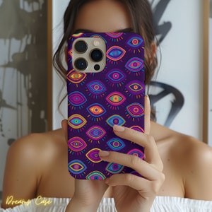 Evil Eye Phone Case, Greek Evil Eye, Purple Aesthetic Phone Case ...