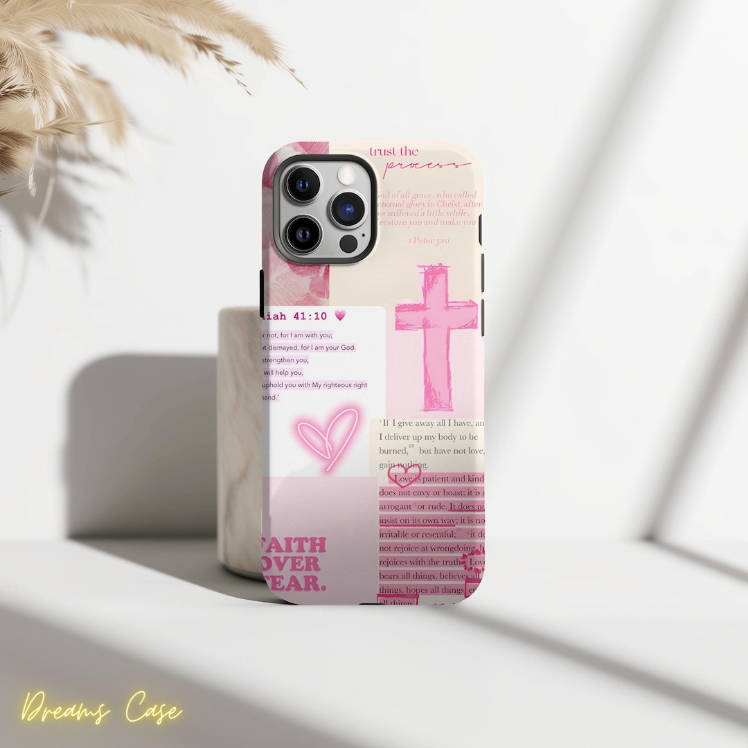 Pink Christian Collage Phone Case, Cute Jesus Phone Case, Religious ...