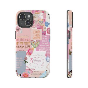 Pink Christian Collage Phone Case, Cute Jesus Phone Case, Religious ...
